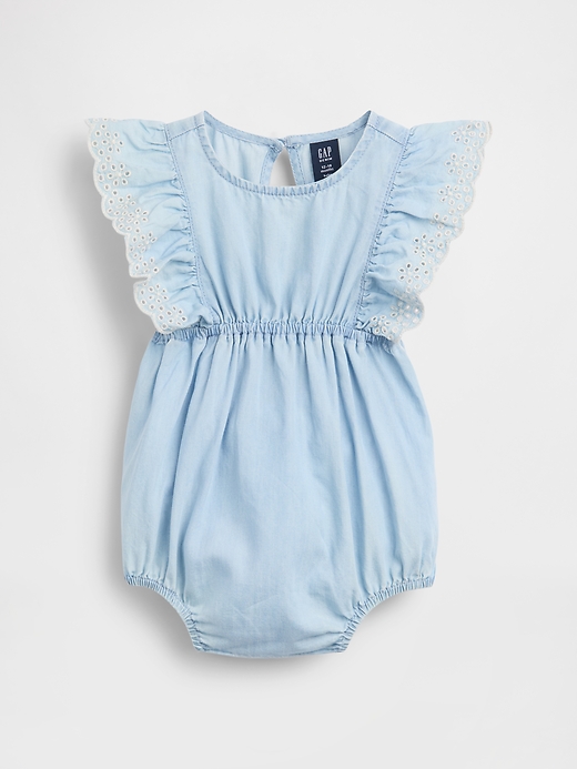 Baby Eyelet Chambray Romper | Gap Factory