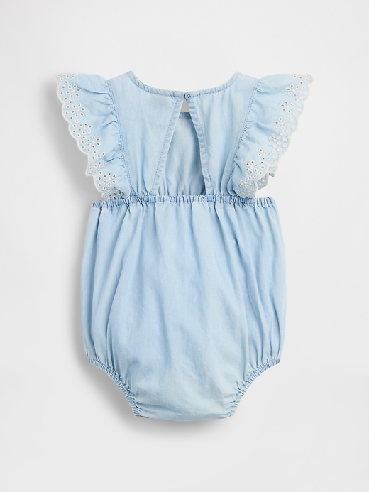 Baby Eyelet Chambray Romper | Gap Factory