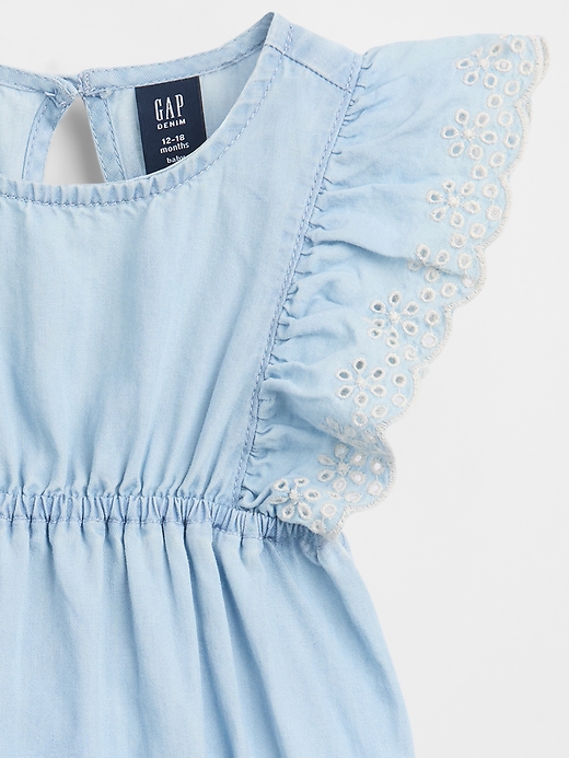 Baby Eyelet Chambray Romper | Gap Factory